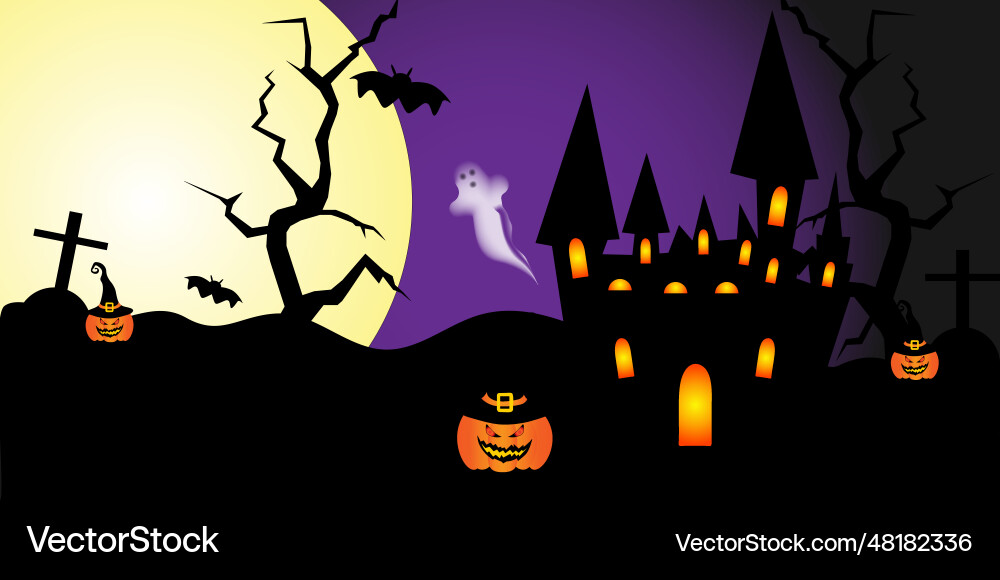 Halloween night scene image Royalty Free Vector Image