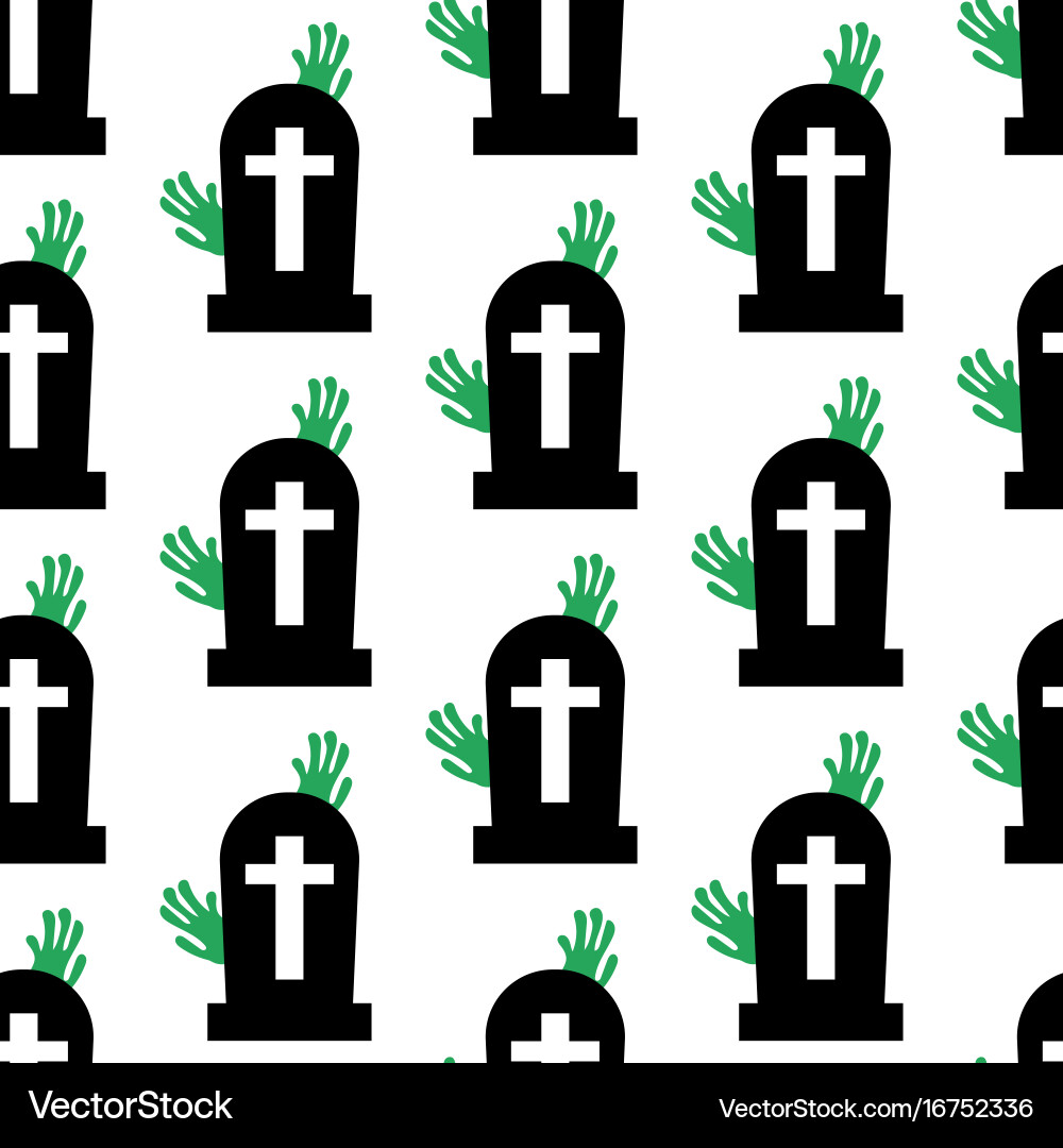 Headstone and zombie pattern Royalty Free Vector Image
