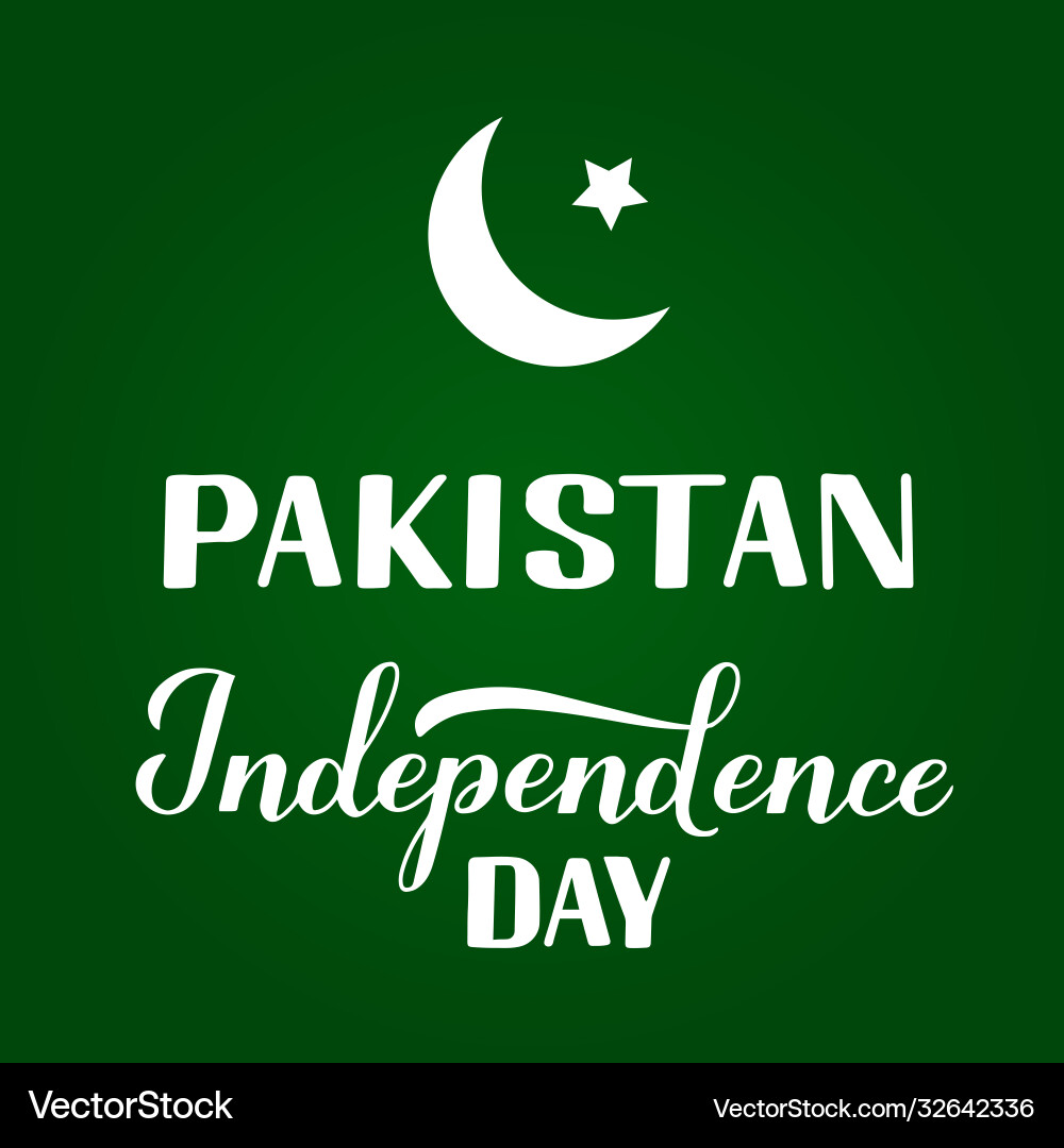 Pakistan independence day calligraphy hand Vector Image