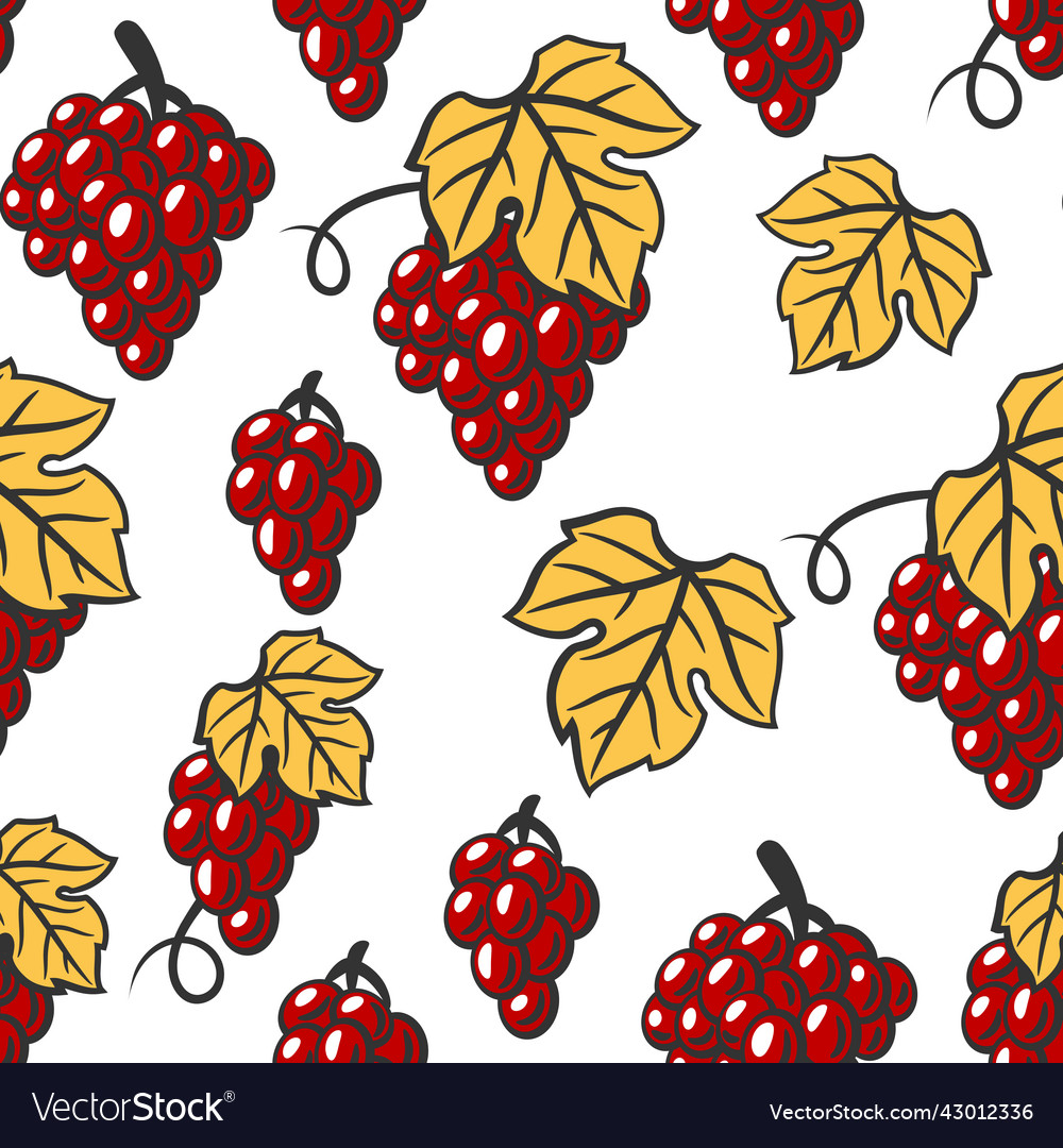 Seamless pattern of vine with leaves and bunches Vector Image