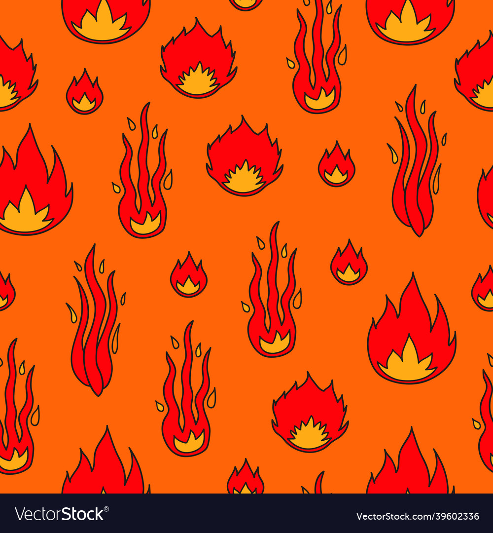 Seamless pattern with fire flames Royalty Free Vector Image