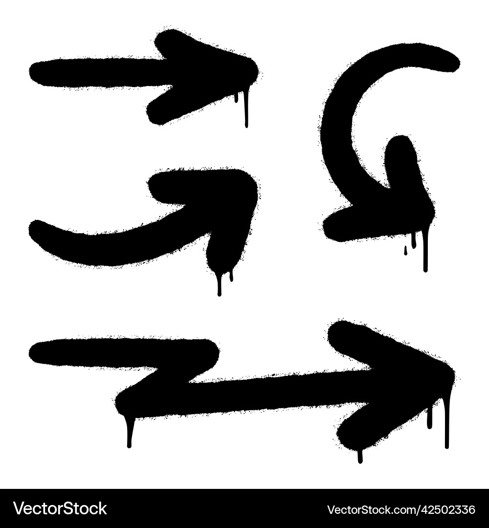 Set of graffiti spray arrow with over Royalty Free Vector