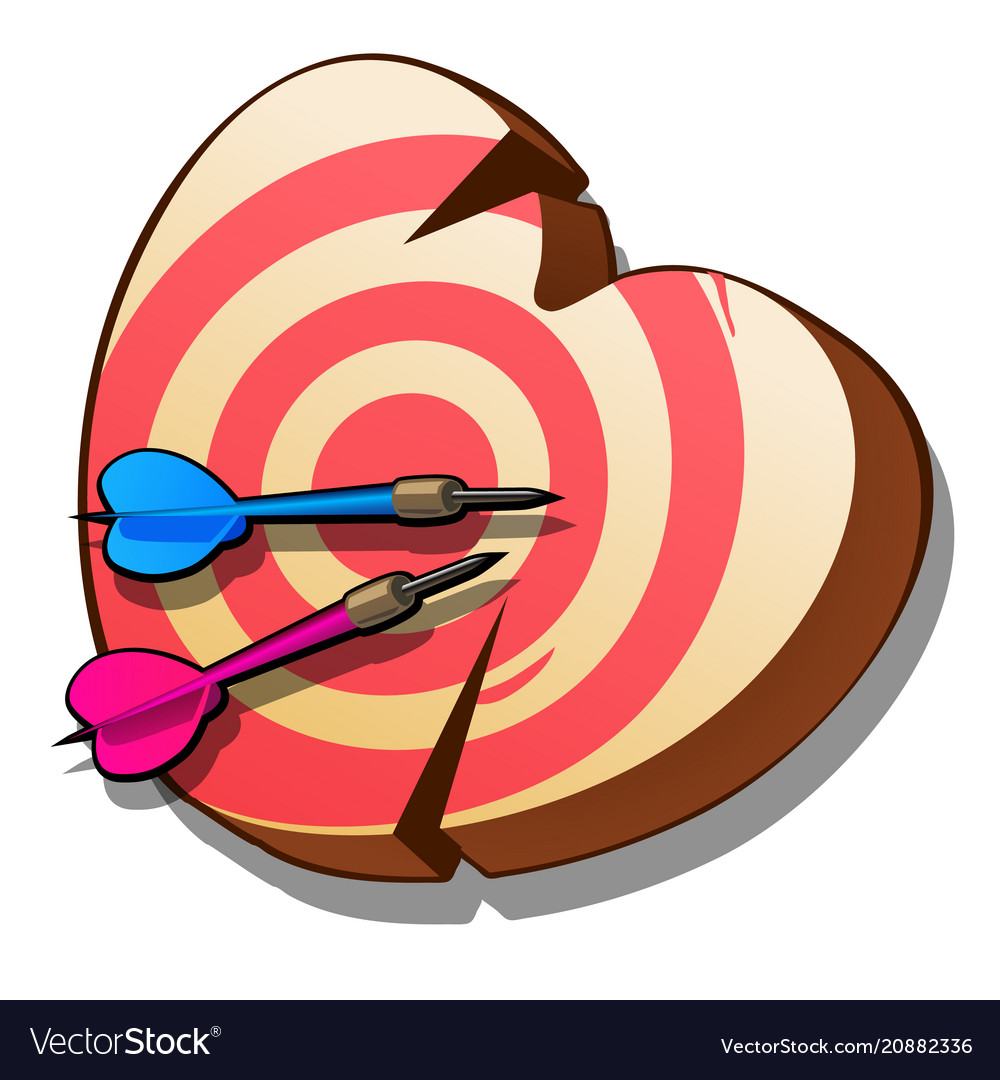 Target in form of heart and darts Royalty Free Vector Image