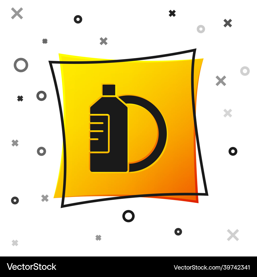 Black dishwashing liquid bottle and plate icon Vector Image