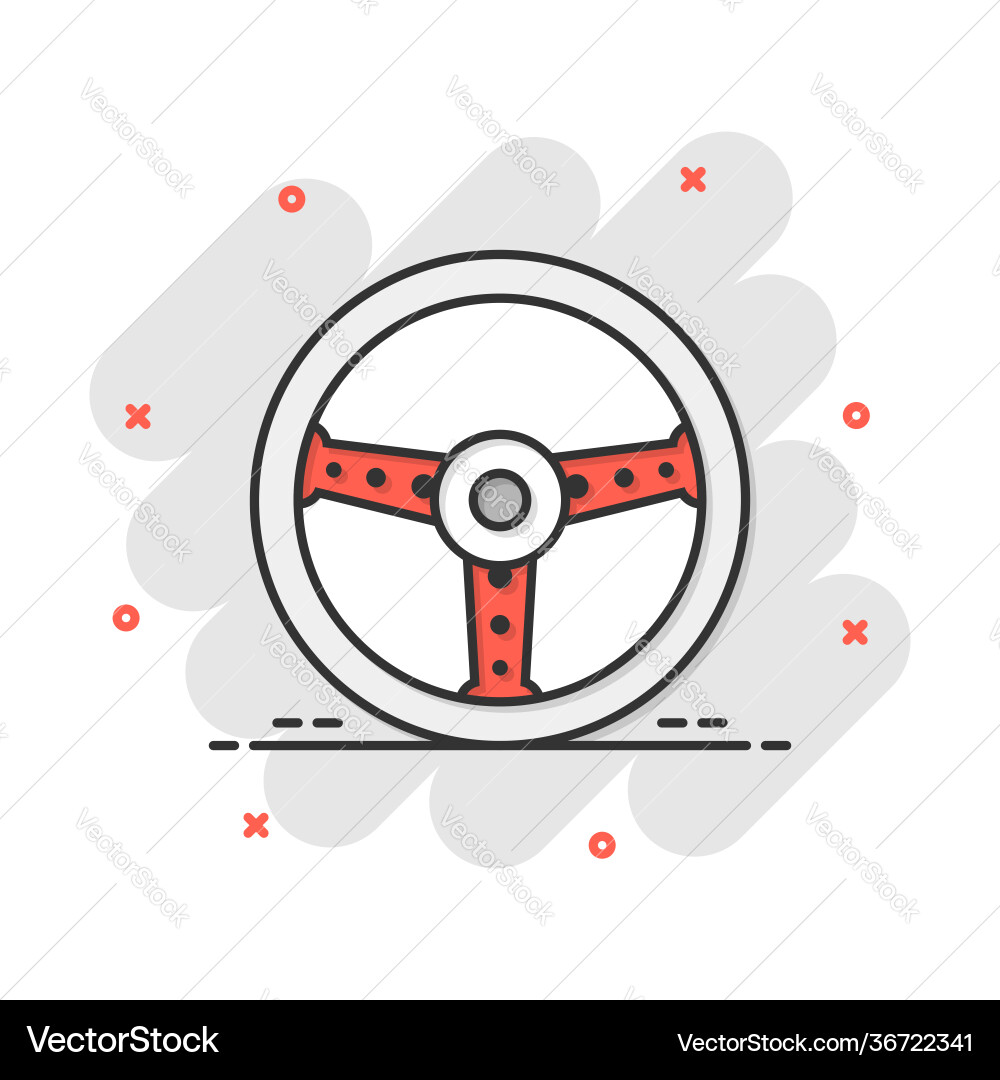 Cartoon steering wheel icon in comic style rudder Vector Image