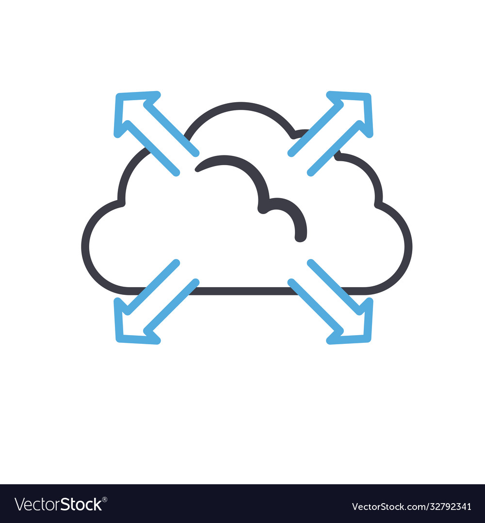 Cloud computing with arrows line style icon Vector Image