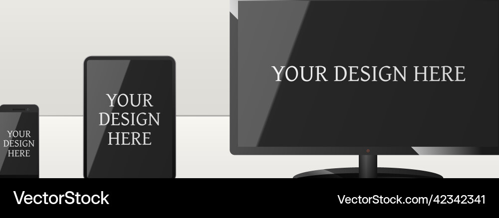 Mockup of computer laptop and smartphone Vector Image