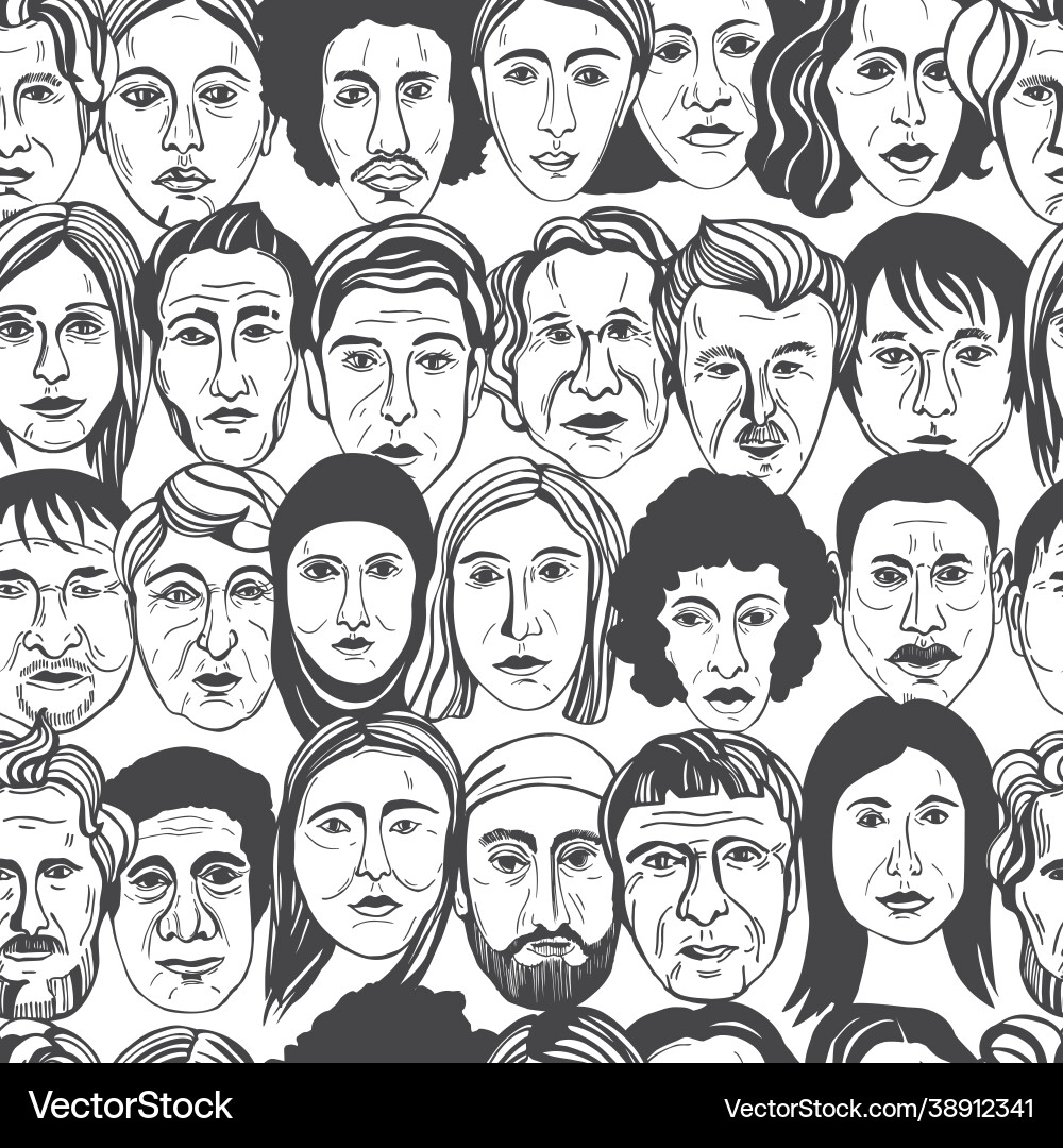 Peoples faces pattern Royalty Free Vector Image