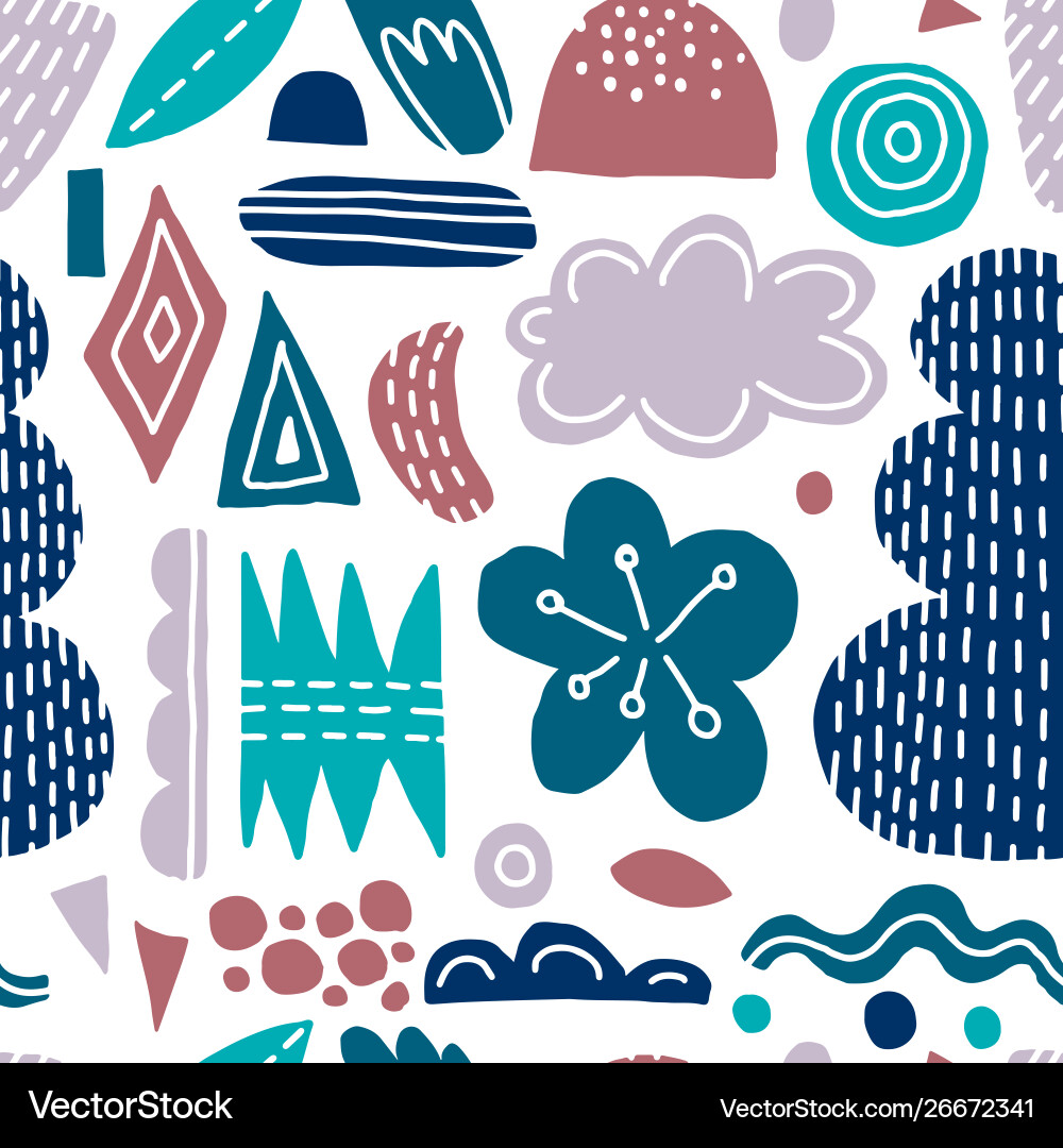 Seamless nature pattern hand drawn style Vector Image