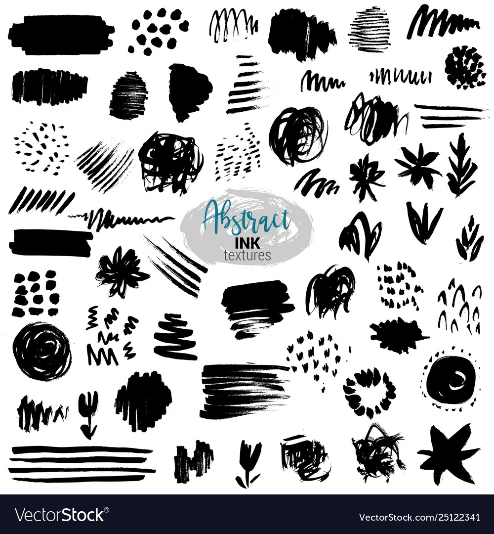 Set black brush strokes paint ink Royalty Free Vector Image