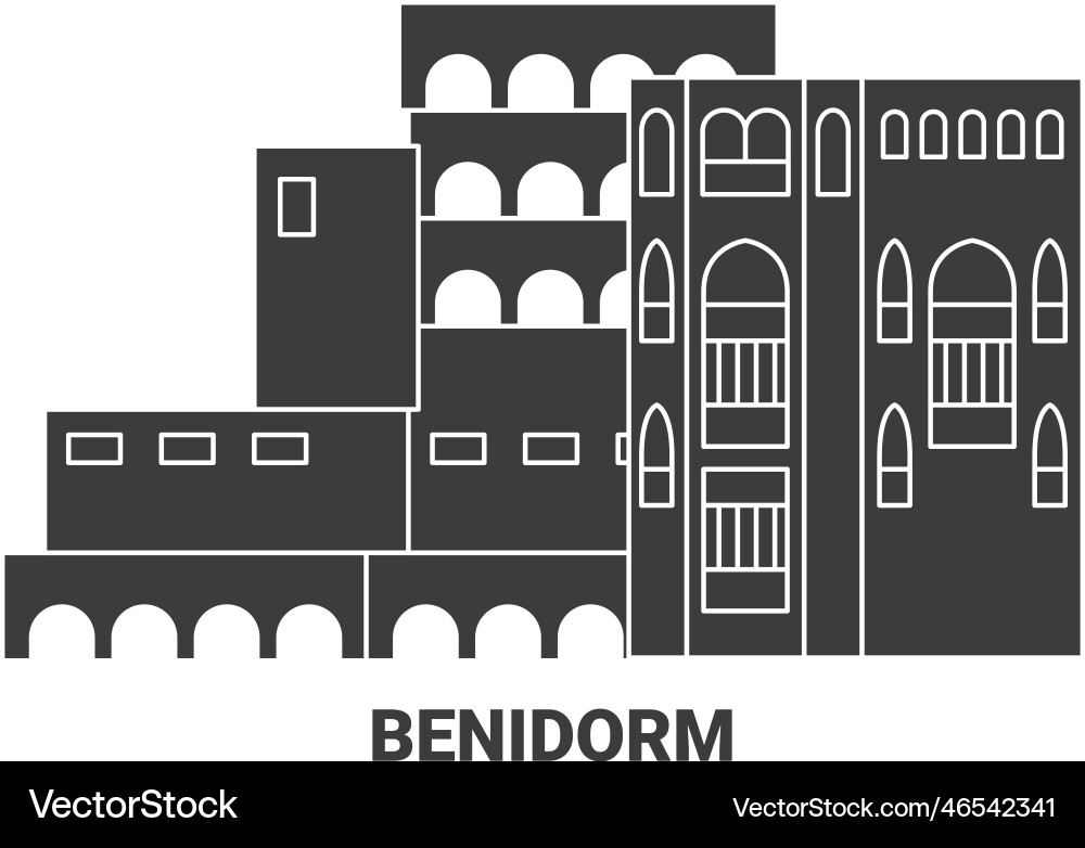 Spain benidorm travel landmark Royalty Free Vector Image