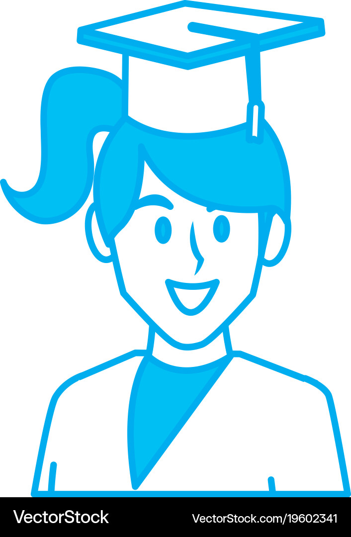 Student woman with graduation hat Royalty Free Vector Image