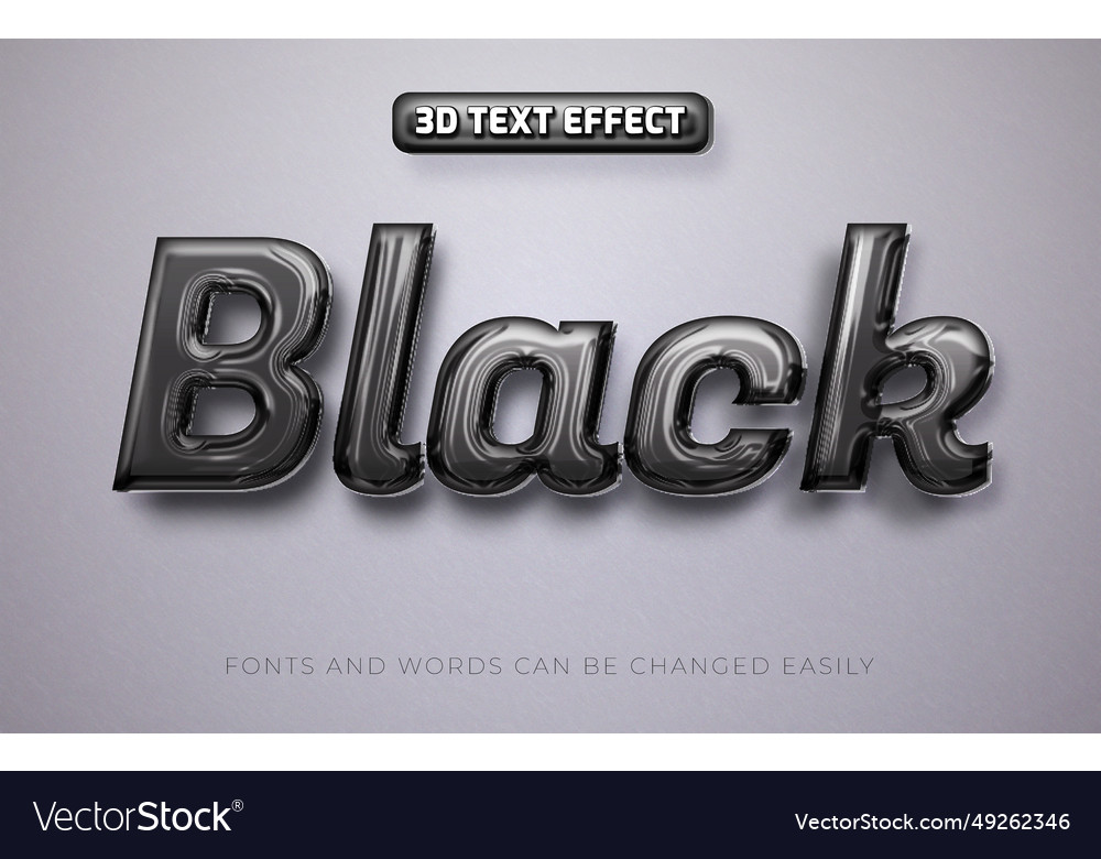 Black bold 3d editable text effect Royalty Free Vector Image