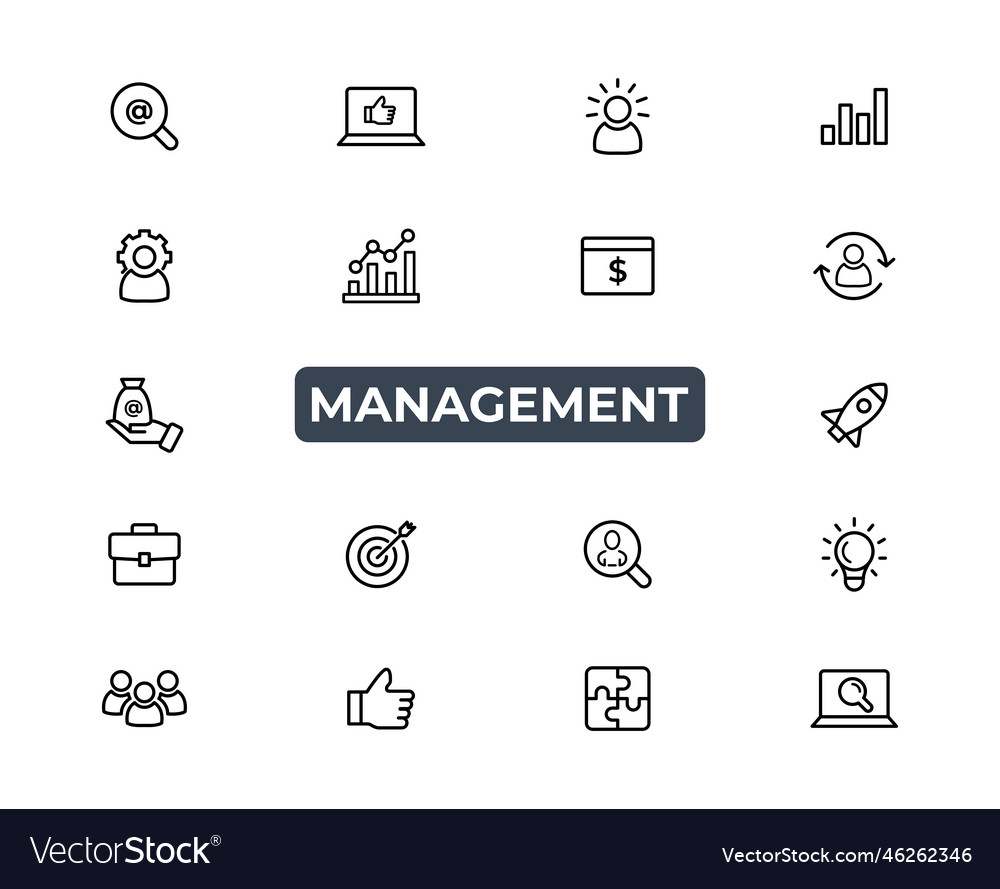 Business management outline icon collection thin Vector Image Business management outline icon collection thin Vector Image