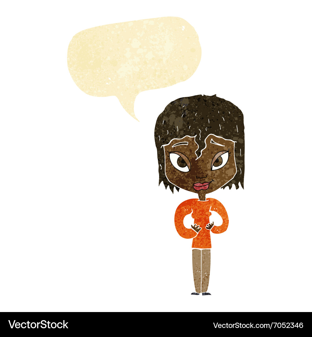 Cartoon satisfied woman with speech bubble Vector Image