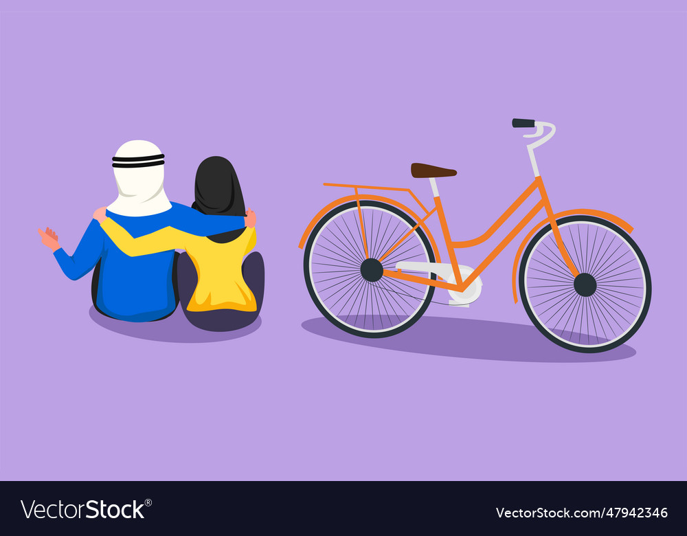 Character Flat Drawing Back View Romantic Teenage Vector Image