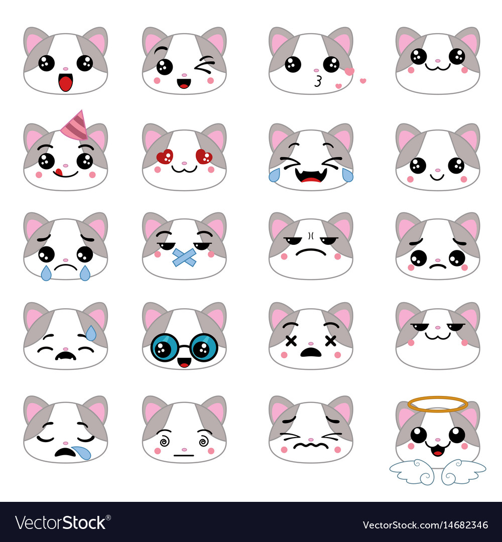 Cute emoticons set Royalty Free Vector Image - VectorStock