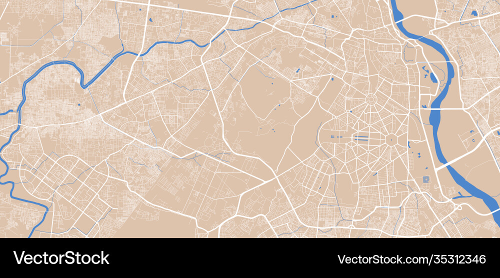 Detailed map delhi city linear print map Vector Image