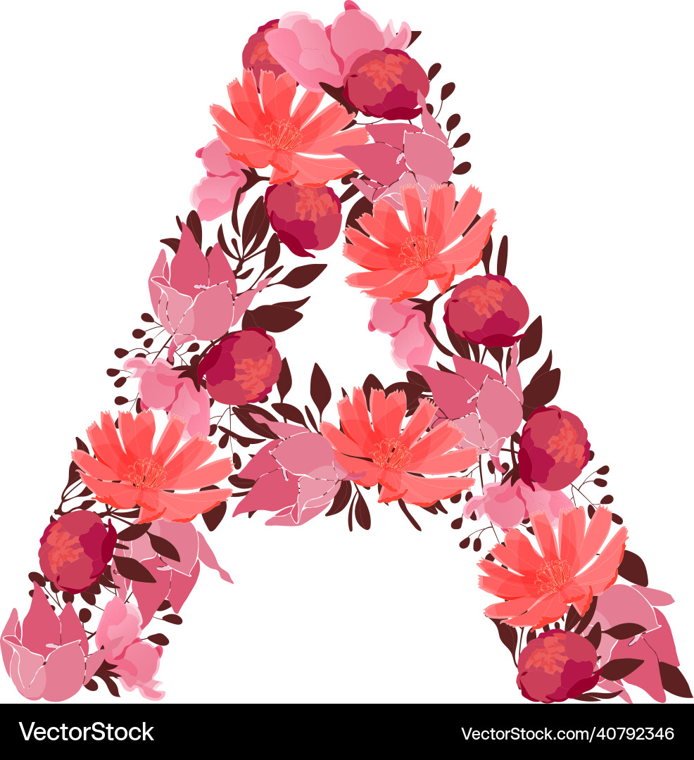Floral capital letter character Royalty Free Vector Image