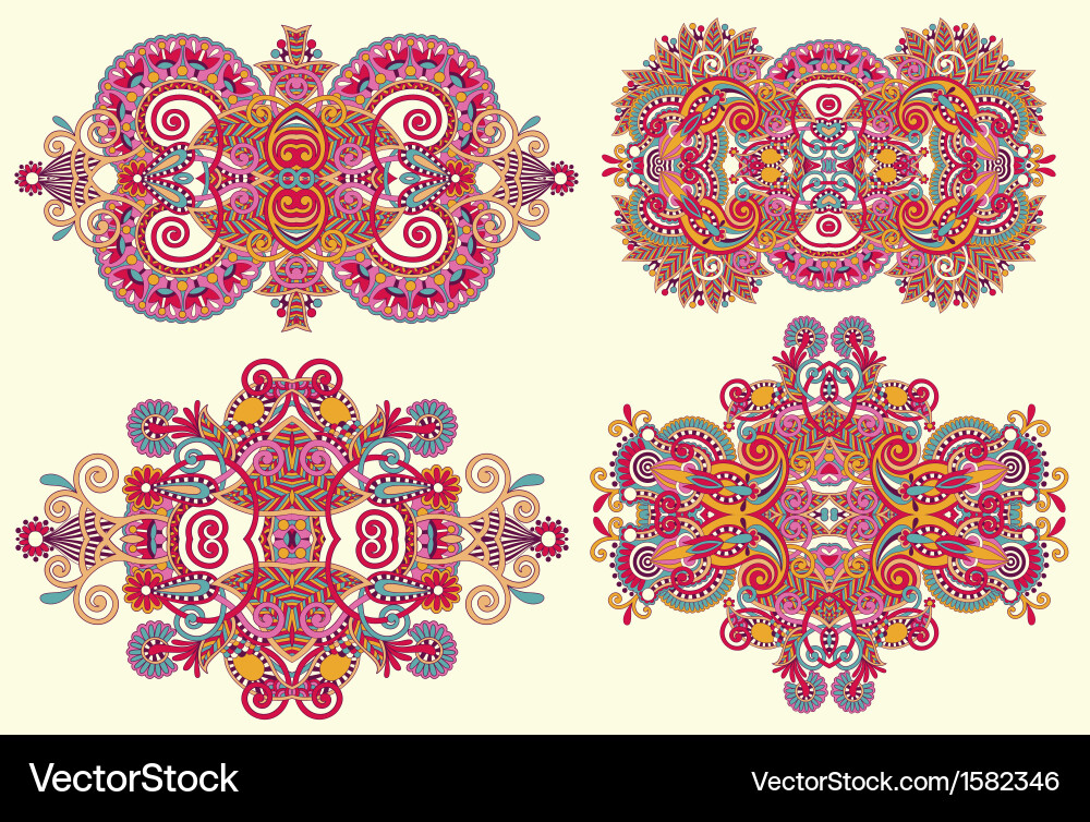 Four ornamental floral adornment Royalty Free Vector Image