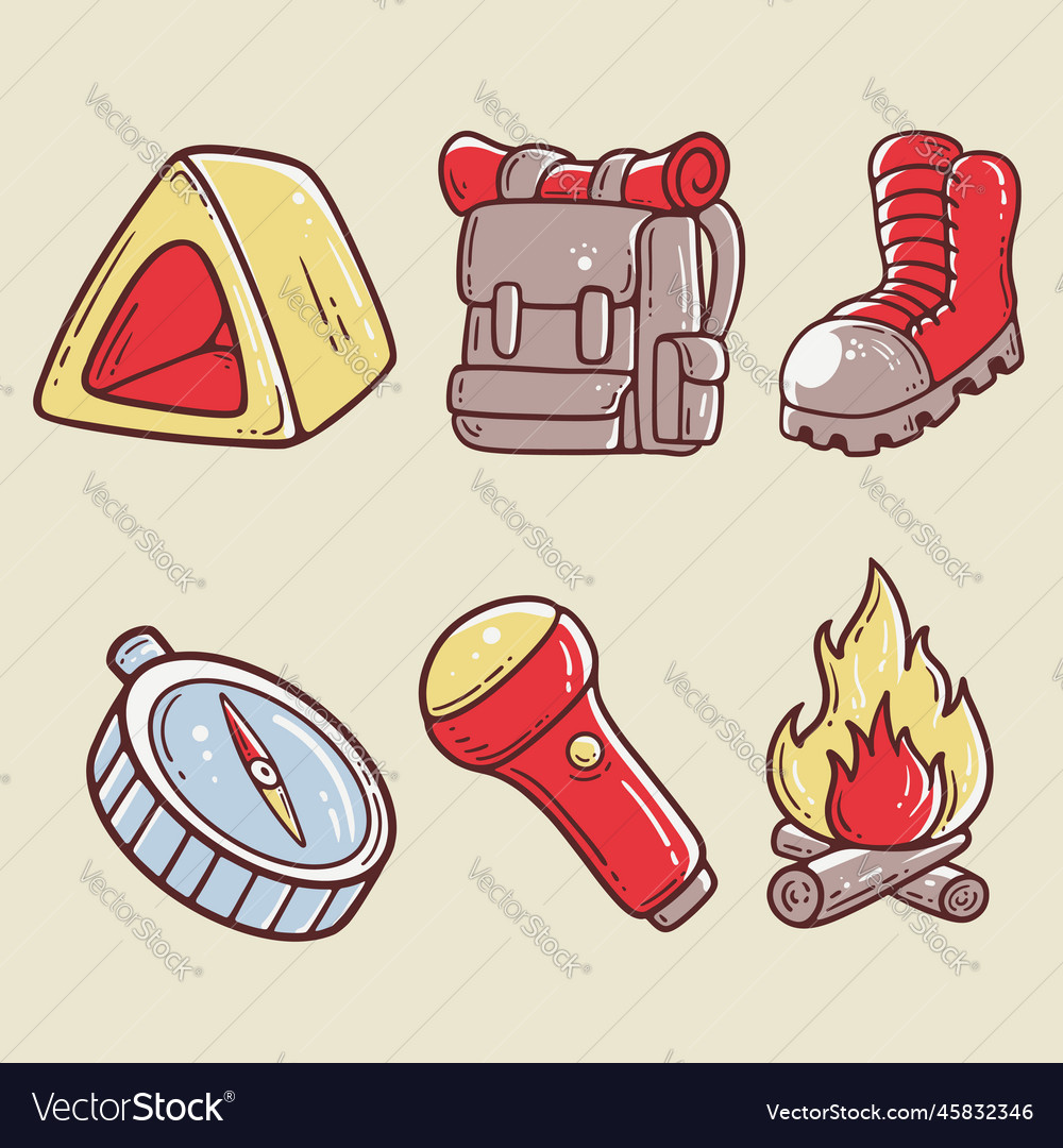 Hand drawn doodle icon with camping theme Vector Image