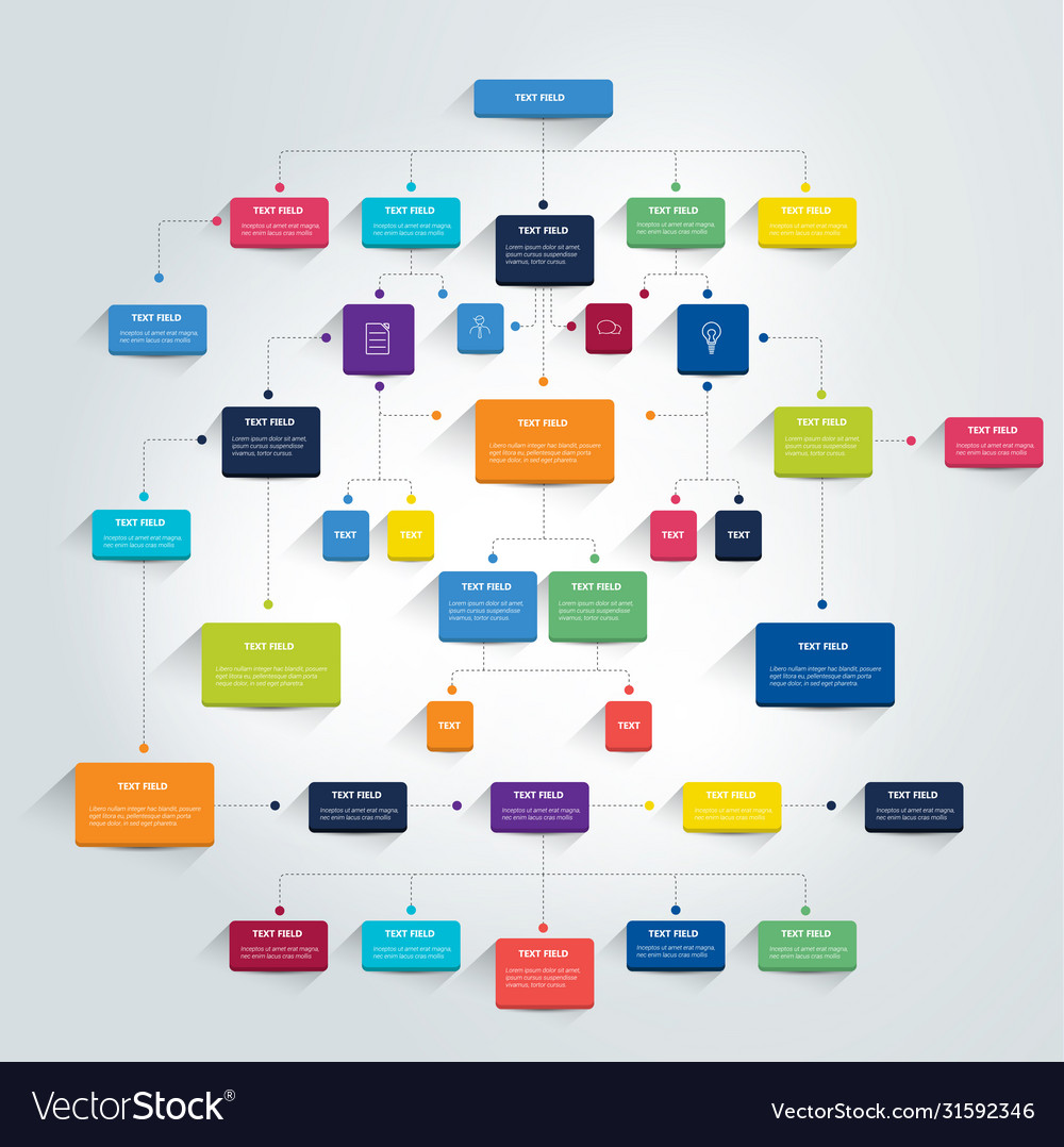 Infographics flowchart colored shadows scheme Vector Image