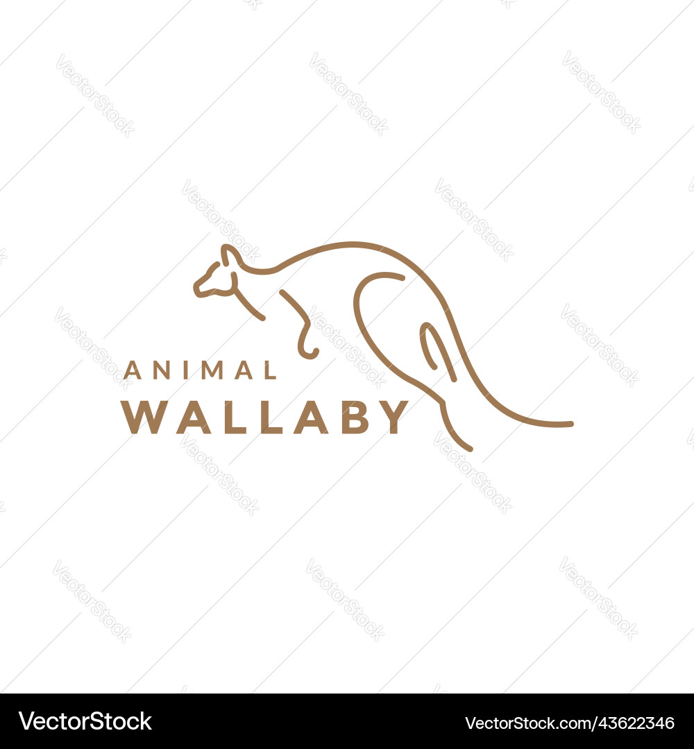 Jump wallaby lines art logo design Royalty Free Vector Image