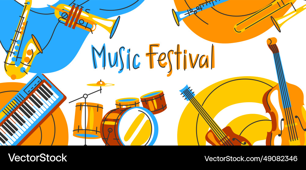 Poster with musical instruments jazz blues and Vector Image