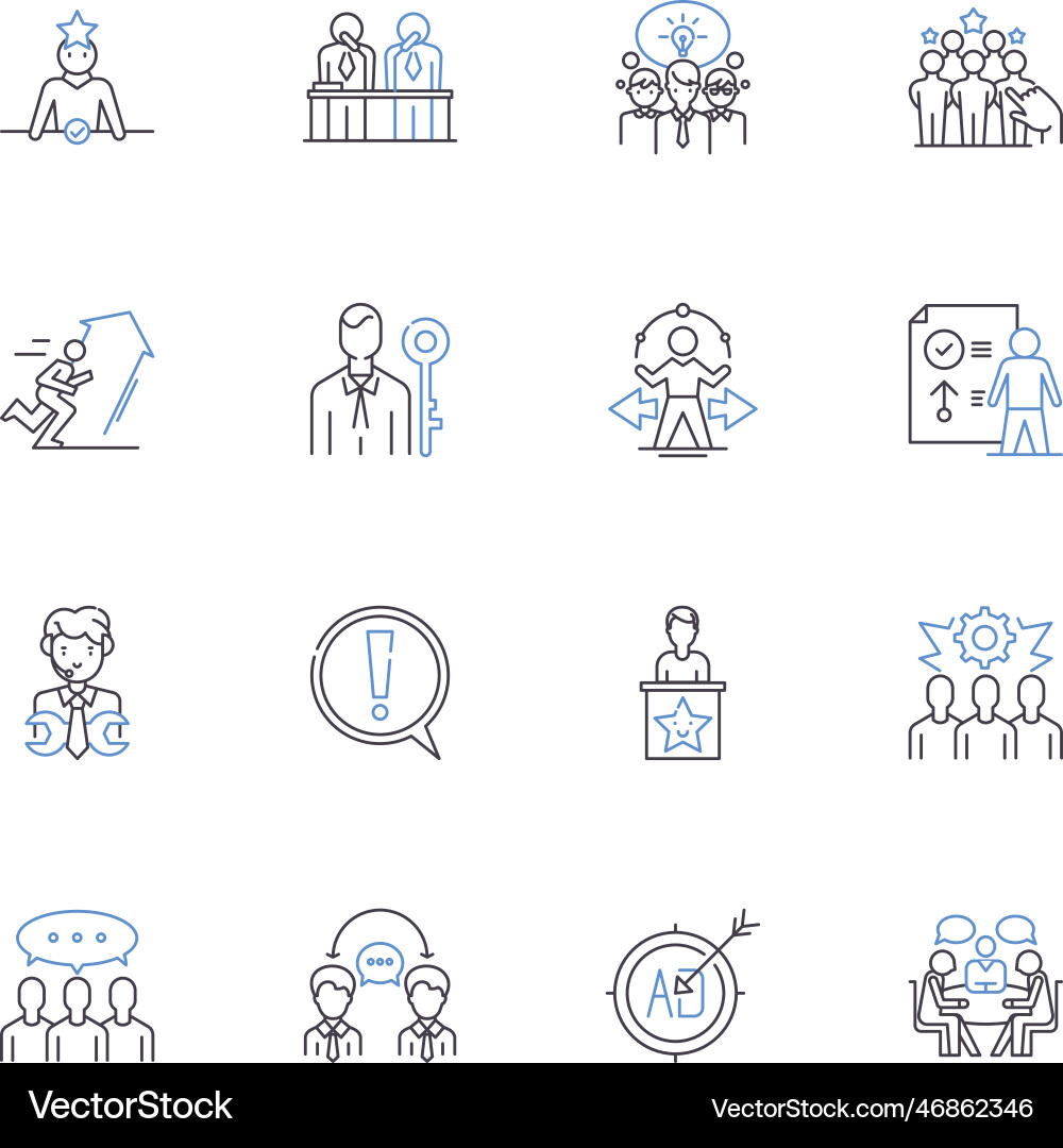 Principal leadership line icons collection Vector Image