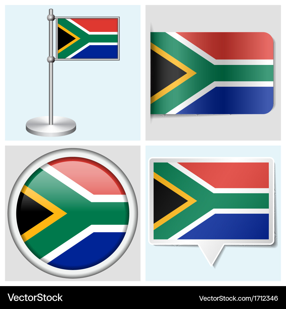 South africa flag - sticker button label Vector Image