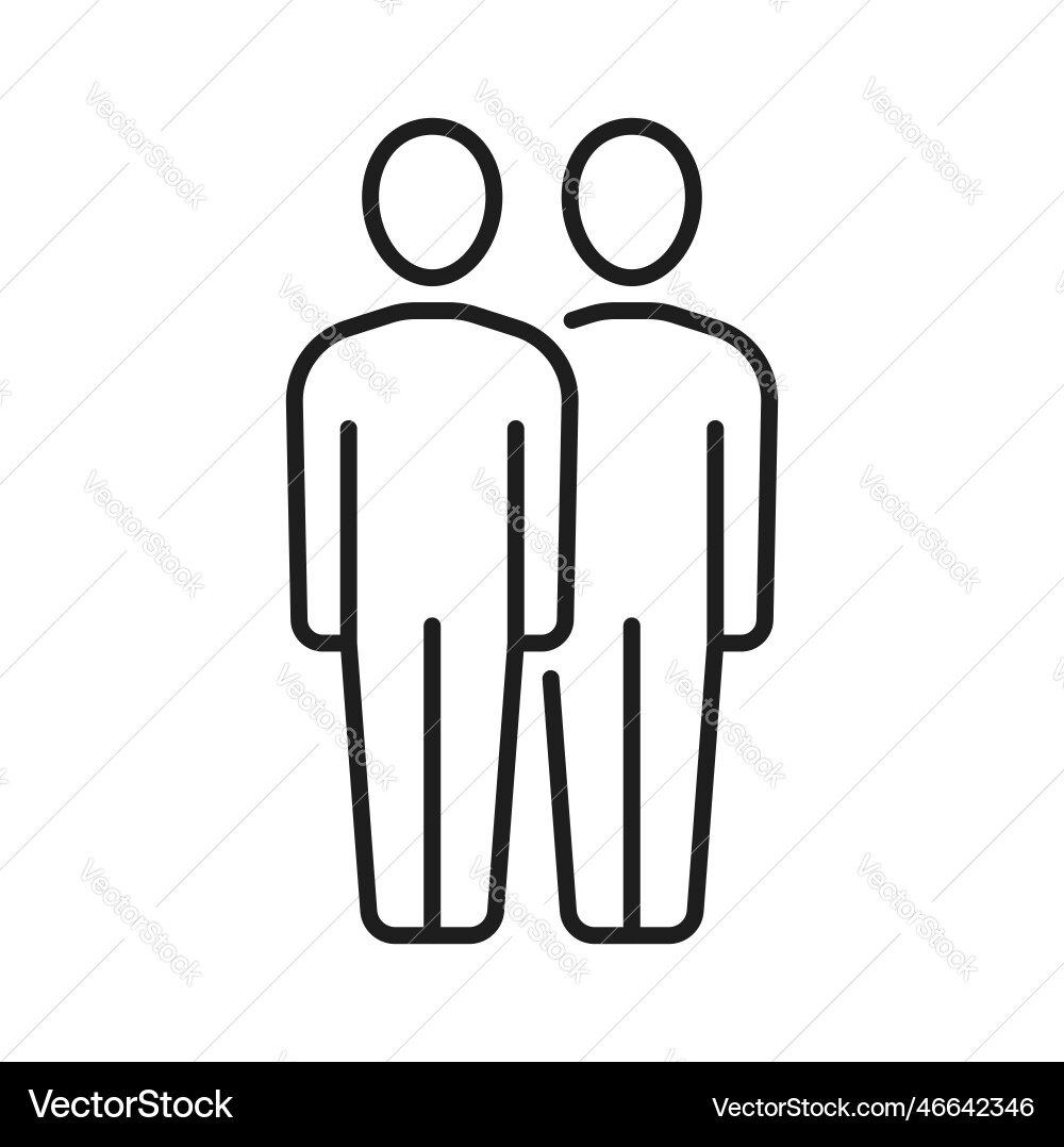 Two people silhouette team group outline icon Vector Image