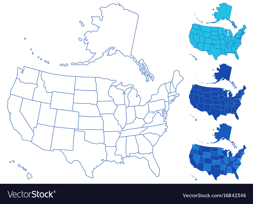Usa map set Royalty Free Vector Image - VectorStock