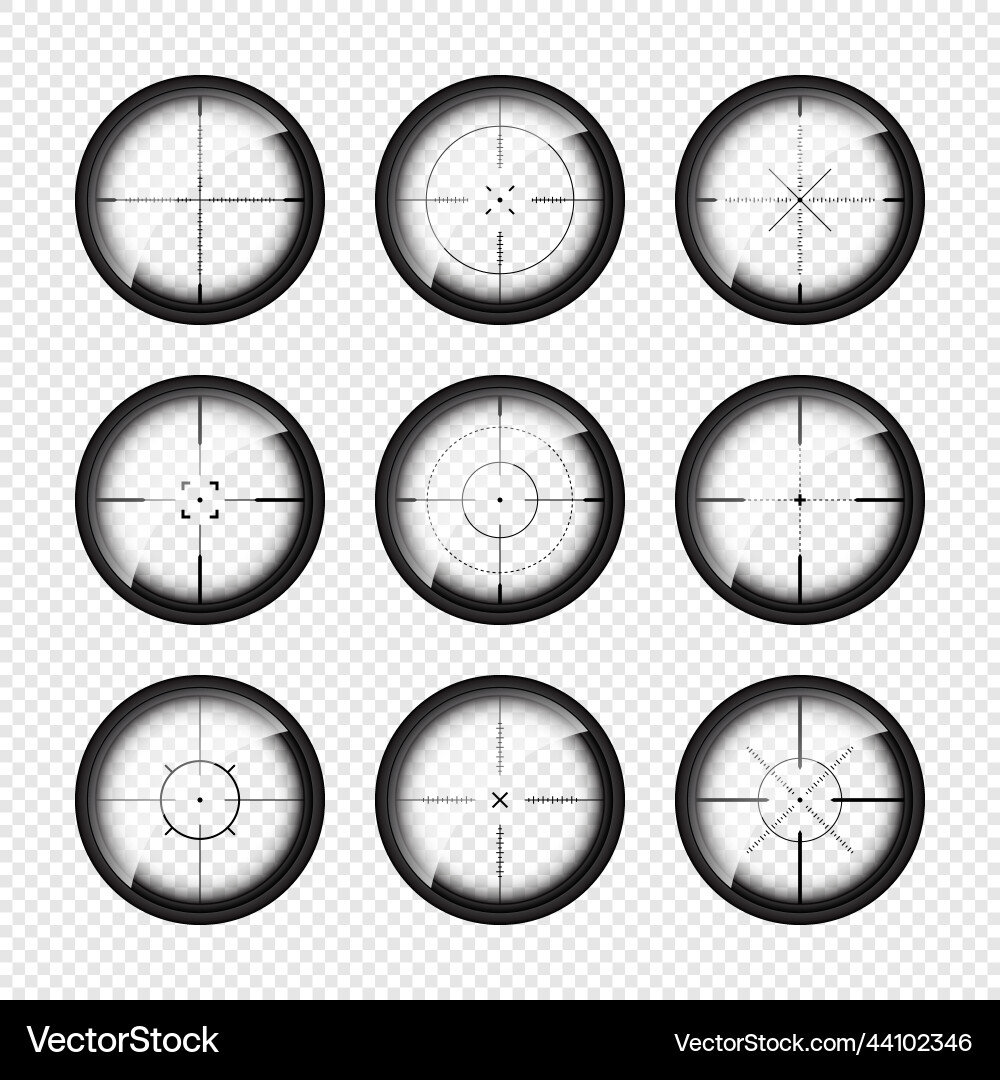 Various weapon sights sniper rifle optical scopes Vector Image