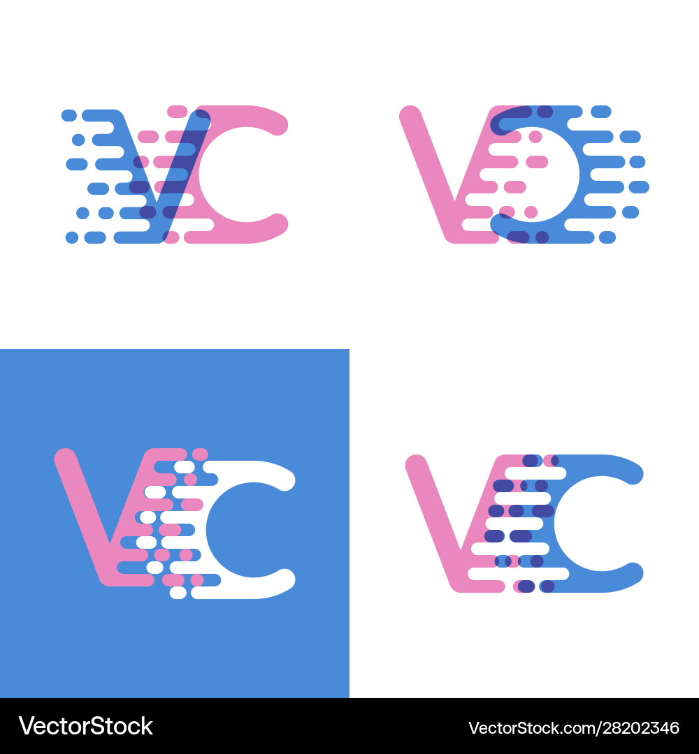 Vc letters logo with accent speed soft pink and Vector Image