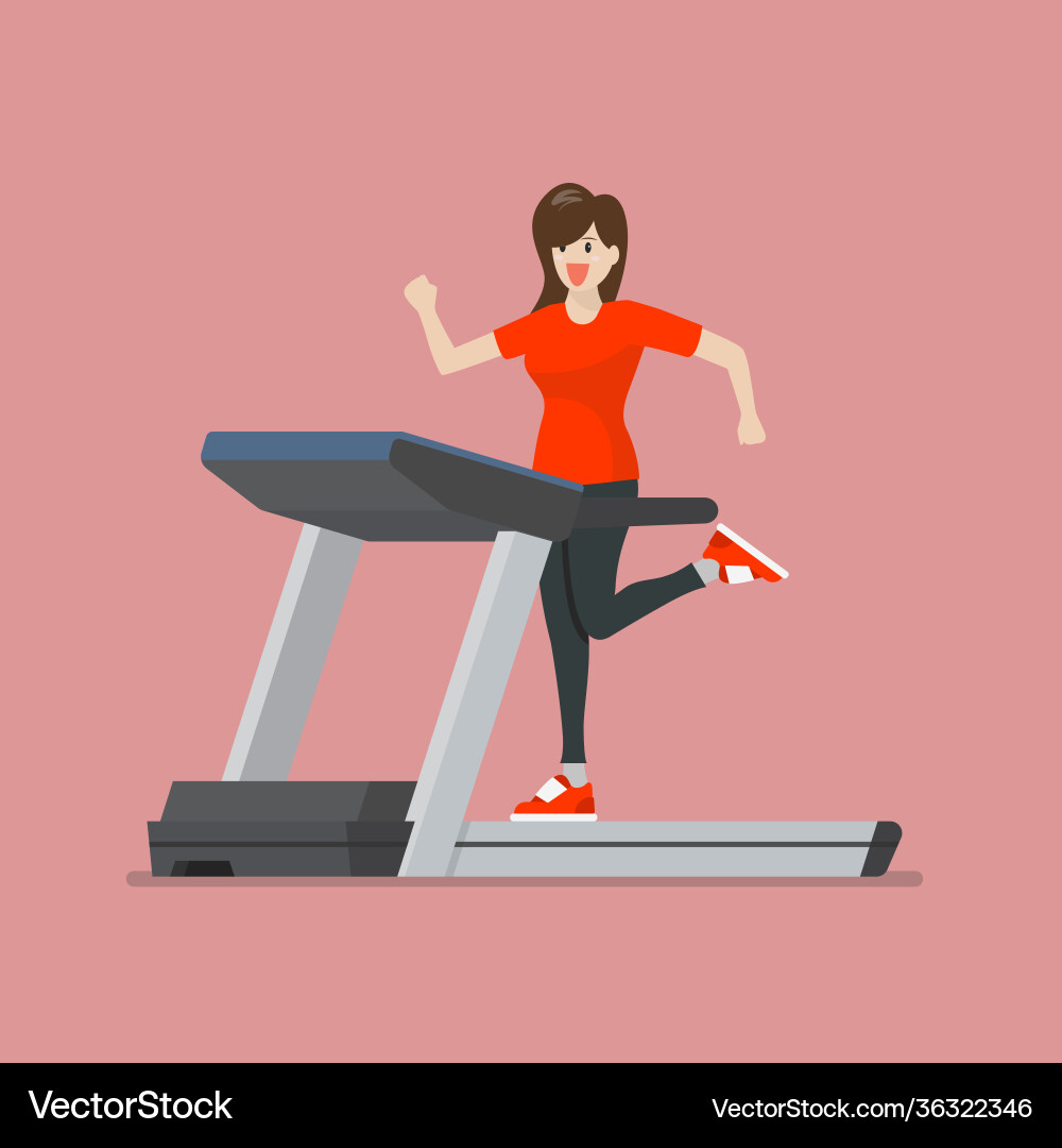 Woman running on a treadmill Royalty Free Vector Image
