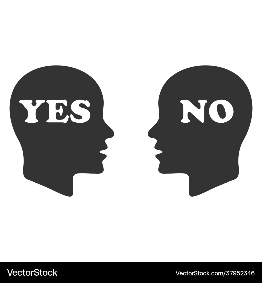 Yes and no speech bubble with human head sign Vector Image