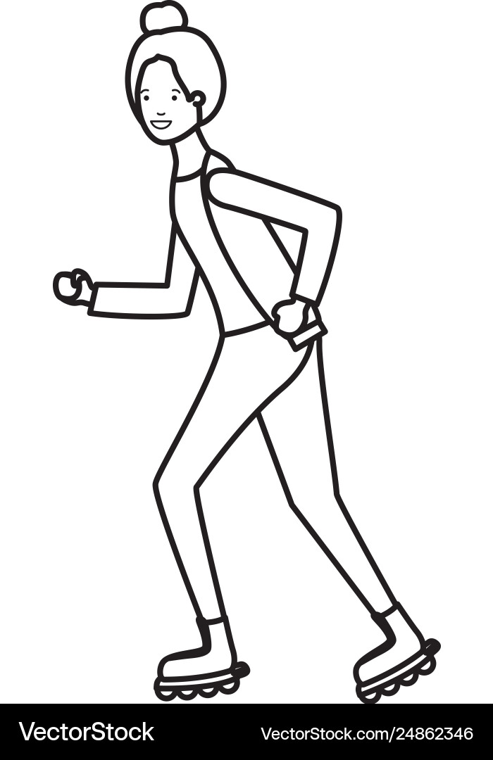 Young woman practicing skating character Vector Image