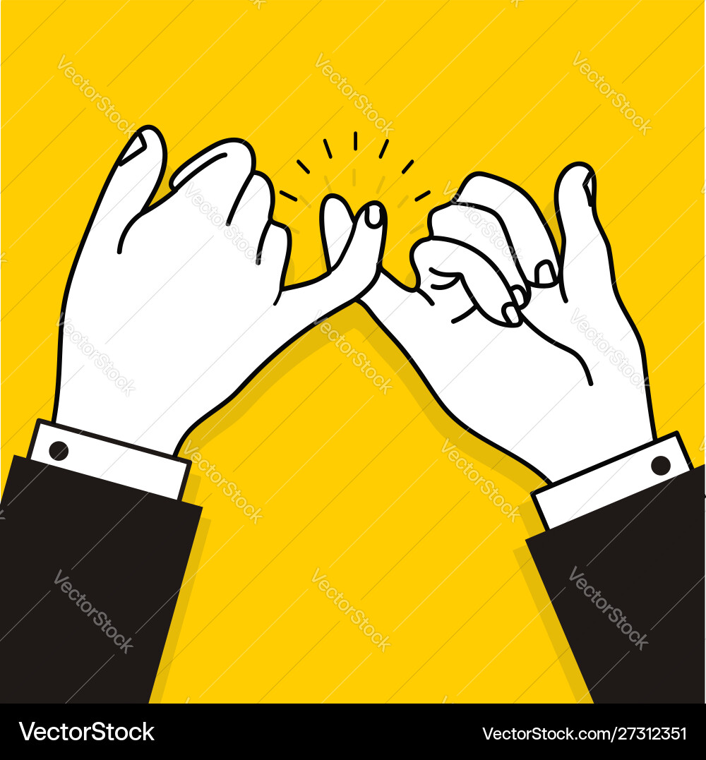 Business promise hands gesturing on yellow Vector Image