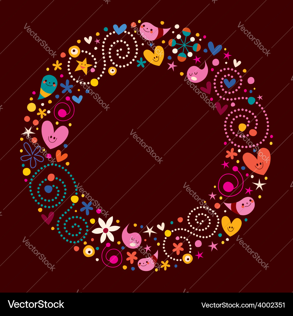 Celebration fun happy cartoon circle retro frame Vector Image