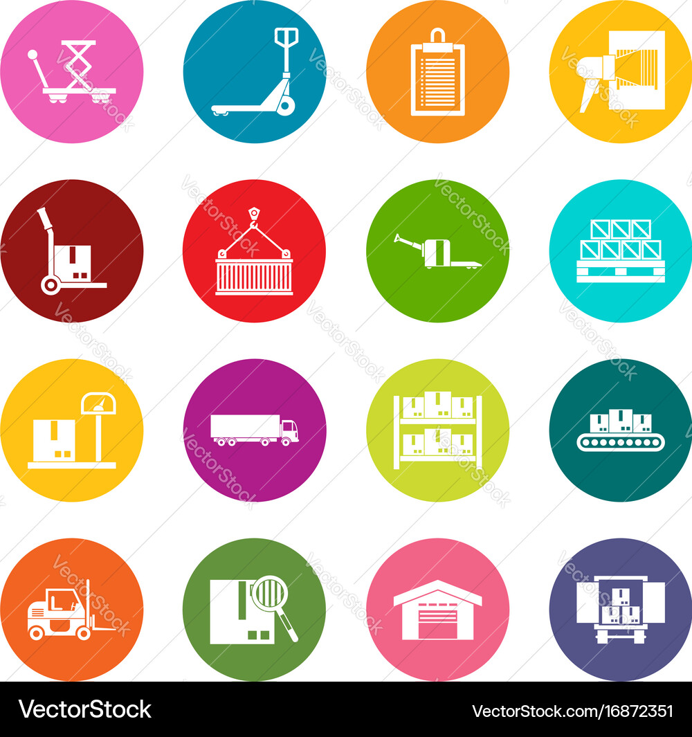 Logistic icons many colors set Royalty Free Vector Image