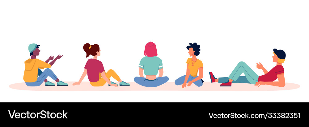 People sitting flat icons talk and discuss backs Vector Image