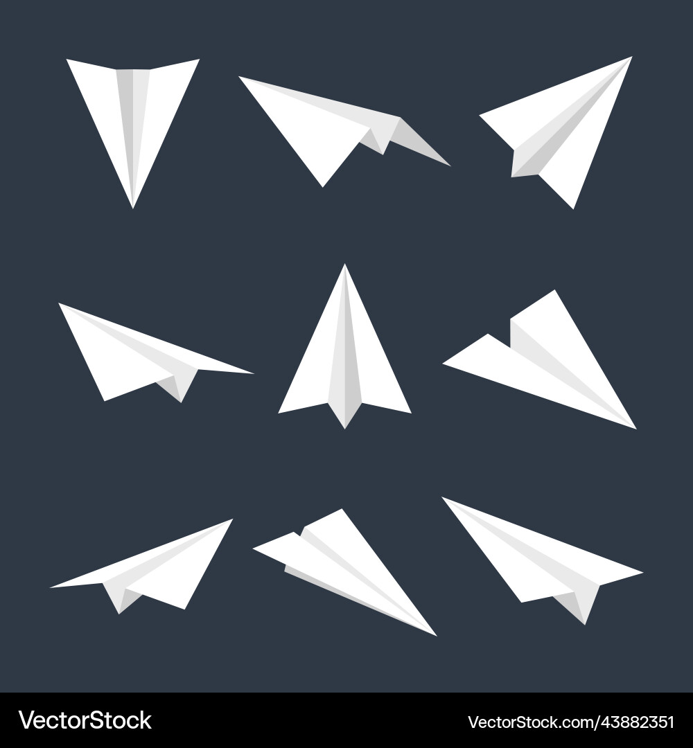 Realistic white paper planes collection handmade Vector Image