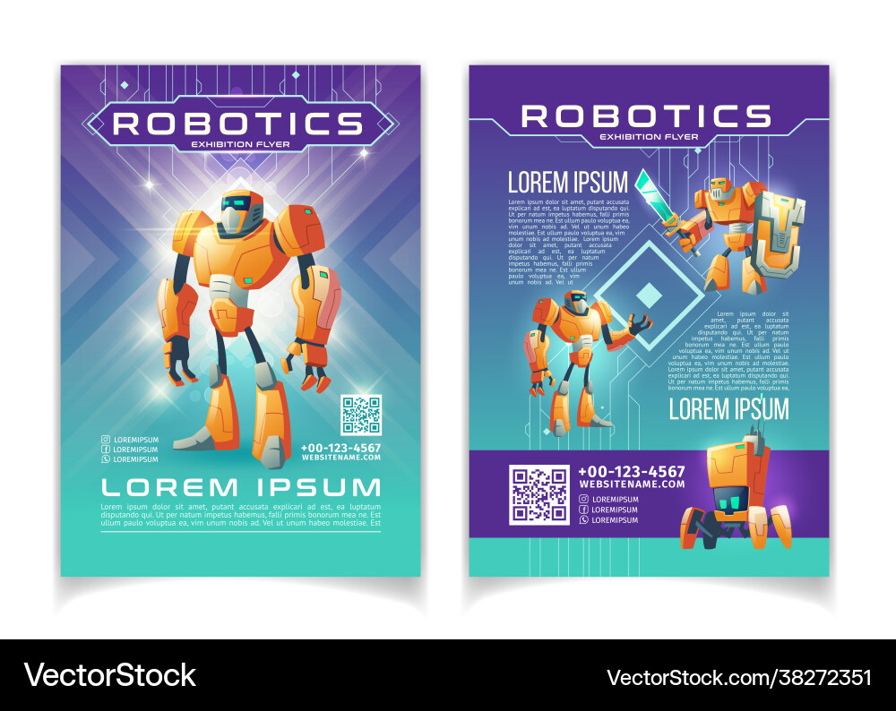 Robotics exhibition advertising flyer pages Vector Image