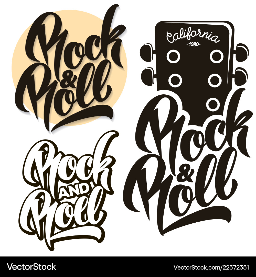 Rock and roll music emblems labels badges Vector Image