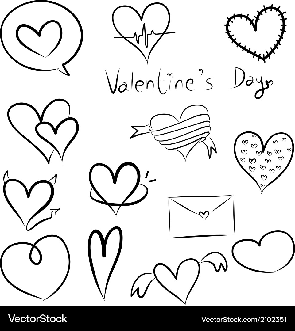 Set of doodle hearts Royalty Free Vector Image