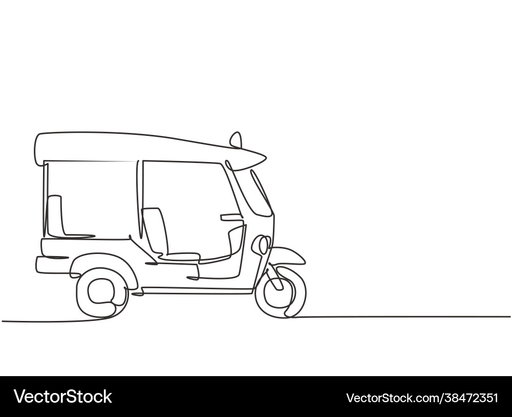 Single one line drawing thai tuk seen from Vector Image