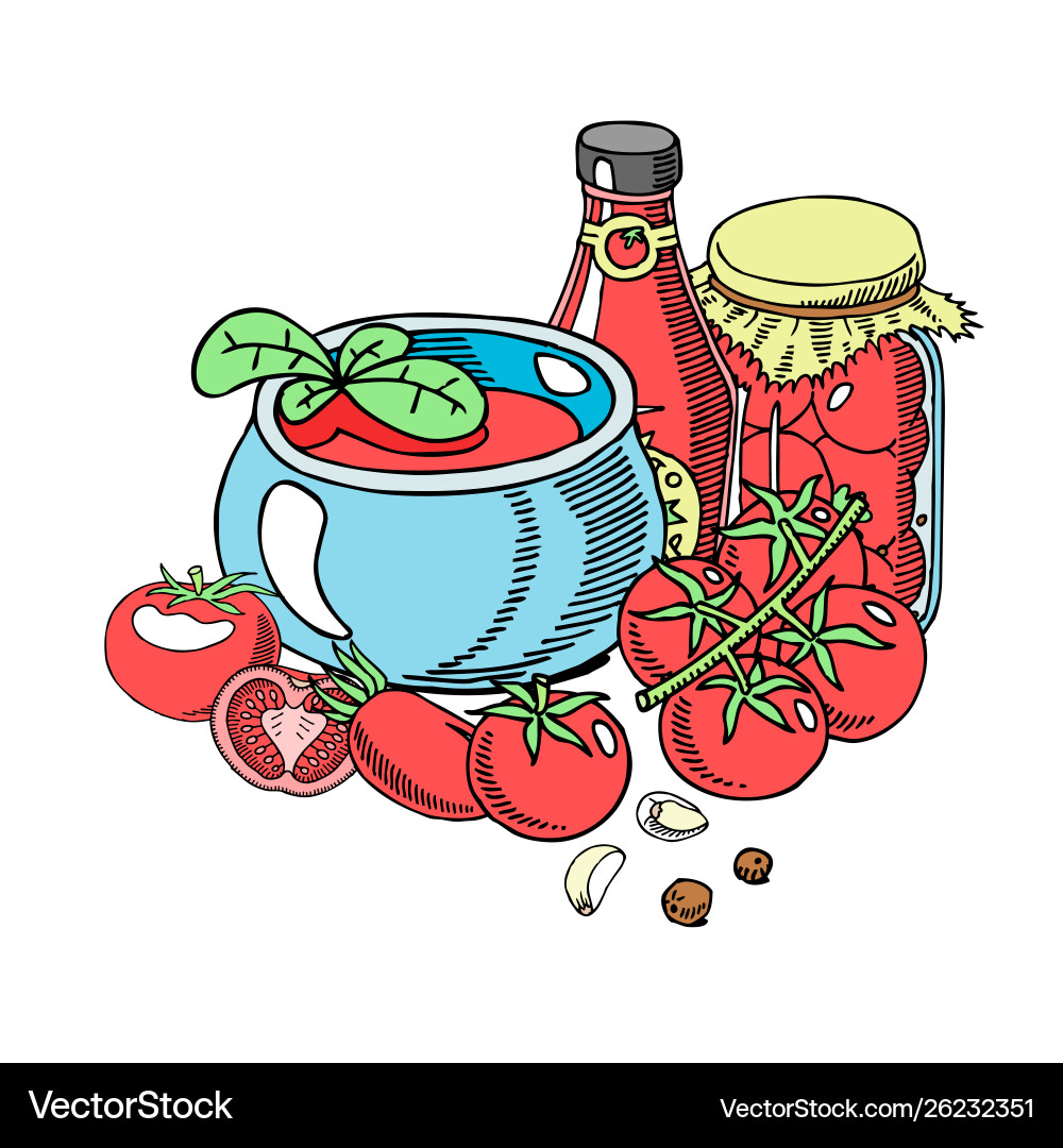 Tomatoes organic sauce background banner Vector Image