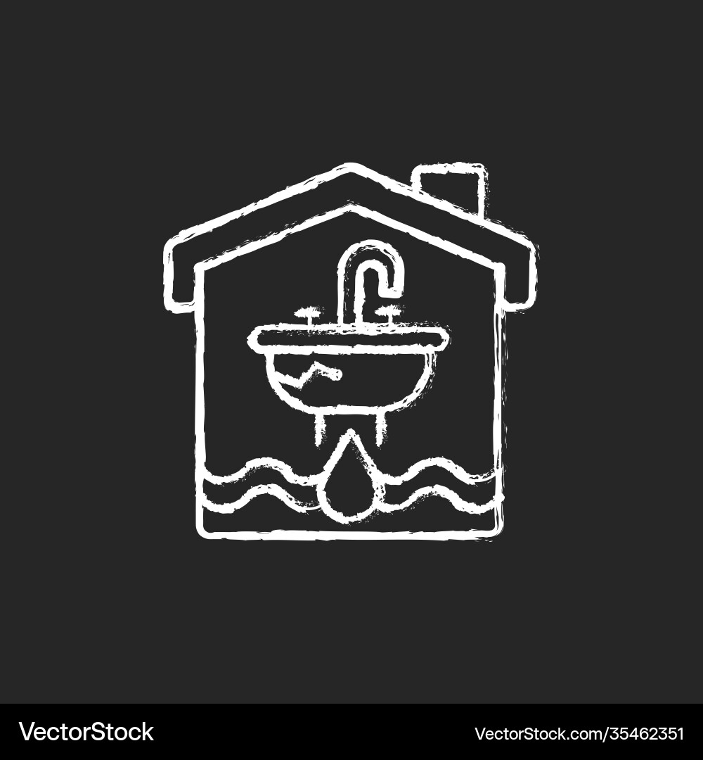Water damage chalk white icon on black background Vector Image