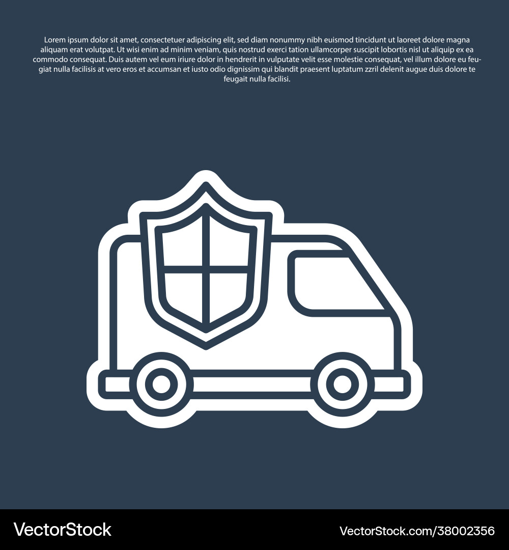 Blue line car with shield icon isolated on Vector Image