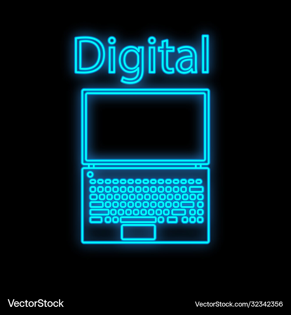 Bright luminous blue digital neon sign Royalty Free Vector